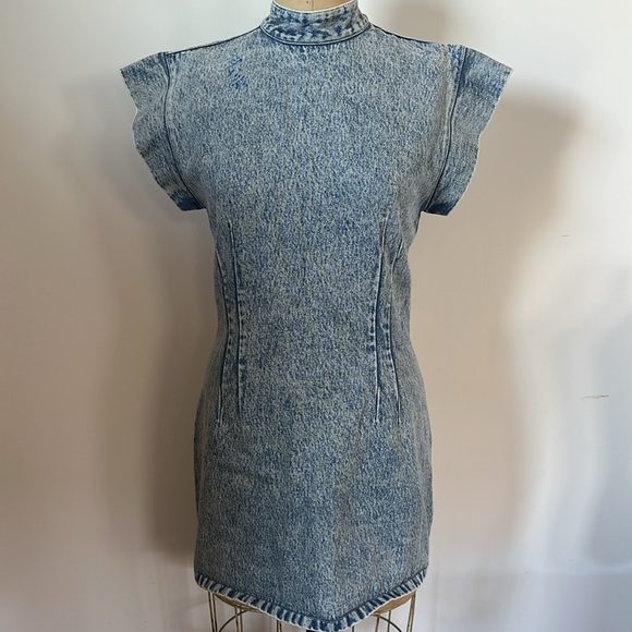 Hand Crafted | Dresses | Designer Prototype Backless Denim Mock Neck ...